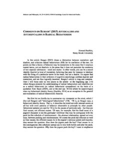 Rachlin, Howard. (2016) Comments on Burgos’ Antidualism and ...